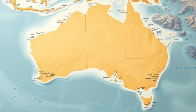Map of Australia: Showing the Location of Major Cities